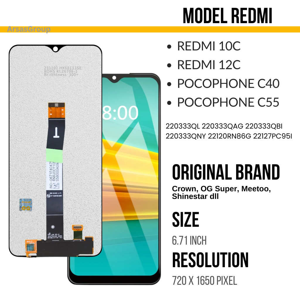 Jual LCD TS XIAOMI REDMI 12C - REDMI 10C - LCD POCOPHONE C40 ...
