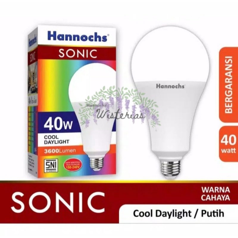 Jual Lampu LED Hannochs Sonic Putih Bohlam LED 40W 40 Watt 6500K Cool ...