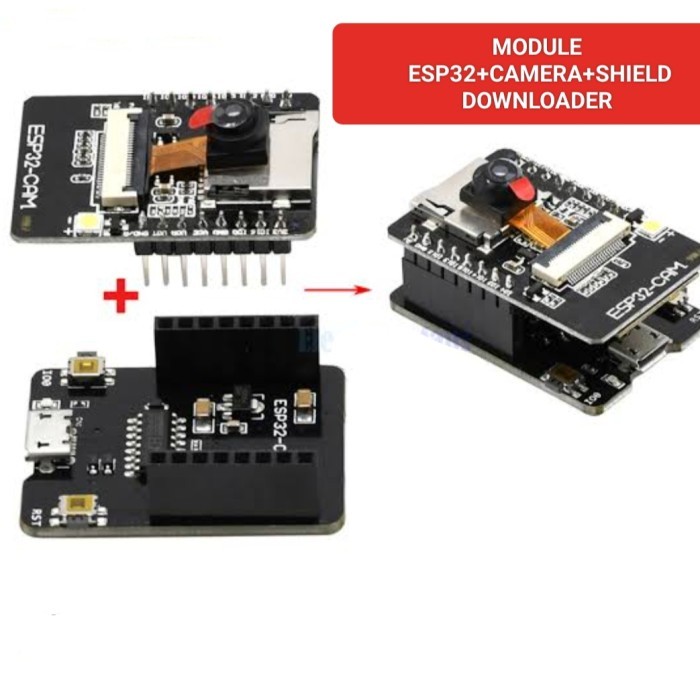 Jual DS99 NEW PART SET ESP32 + CAMERA + DOWNLOADER esp-32 cam OV2640 ...