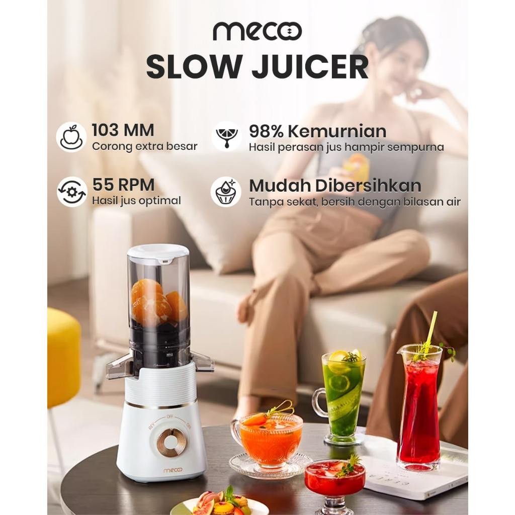 Jual Mecoo Aesthetic Slow Juicer Extra Big Mouth Meco Mecco Juicer Buah ...
