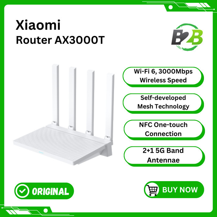 Jual xioMi Router AX3000T WiFi 6 Mesh System 3000 Mbps OFDMA 5Ghz Dual Band Gigabit NFC | Shopee ...