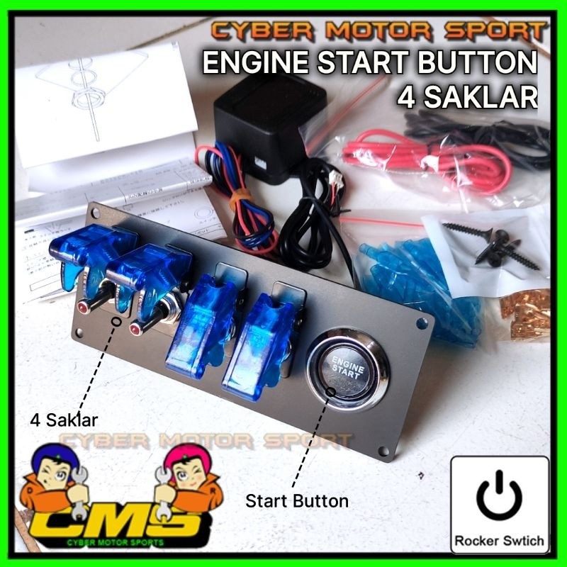 Jual Engine Start universal ignition switch start button black & carbon ...