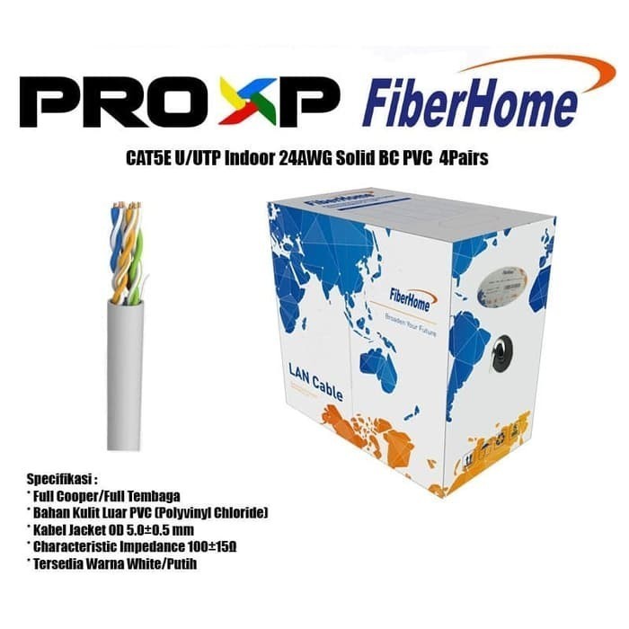 Jual FiberHome Kabel LAN UTP Cat5E / Cat.5e 24AWG PVC Full Copper Cat5 ...