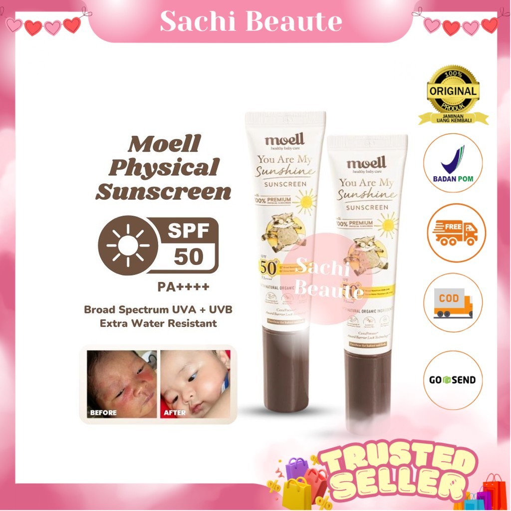 Jual Moell Physical Sunscreen Anak 30gr Dengan SPF (50+) PA(++++) Broad ...