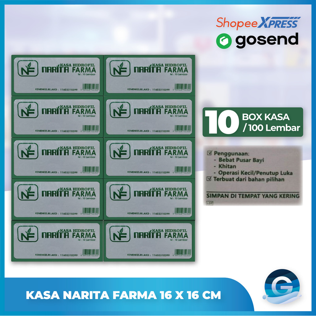 Jual Kasa Hidrofil Narita Farma Isi 10 Box Kasa Hidrofil Steril P3K ...