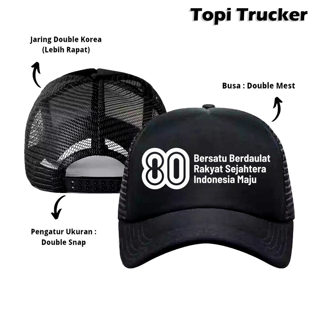 Jual TOPI JARING TRUCKER HUT RI KE 80 PANITIA 17 AGUSTUS 2025 MODEL ...