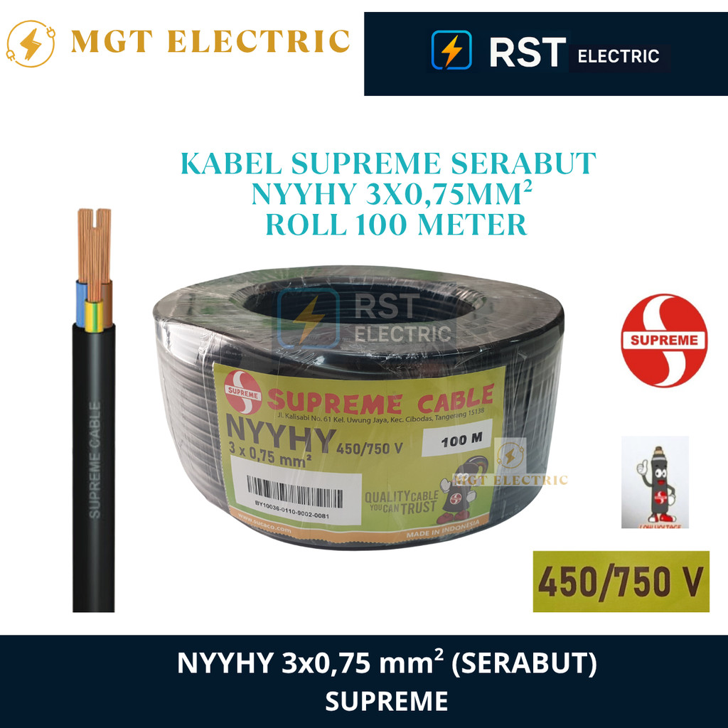 Jual KABEL SUPREME NYYHY 3X0.75 MM (1 ROLL 100 METER) | Shopee Indonesia