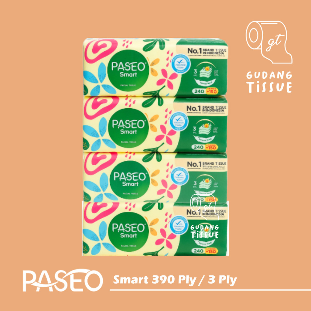 Jual Paseo Smart Facial Tissue 390 Ply / 3 Ply - 4 Pack | Shopee Indonesia