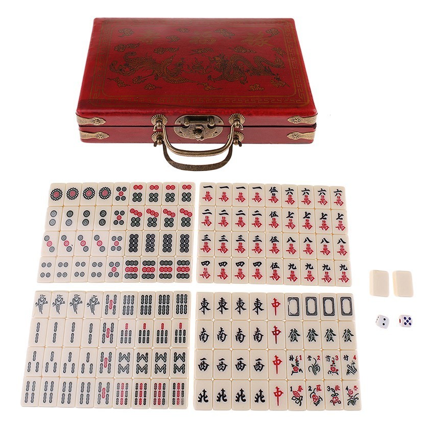Jual Retro Mini Portable Mahjong Set Dengan Tempat Kotak Kayu Permainan ...