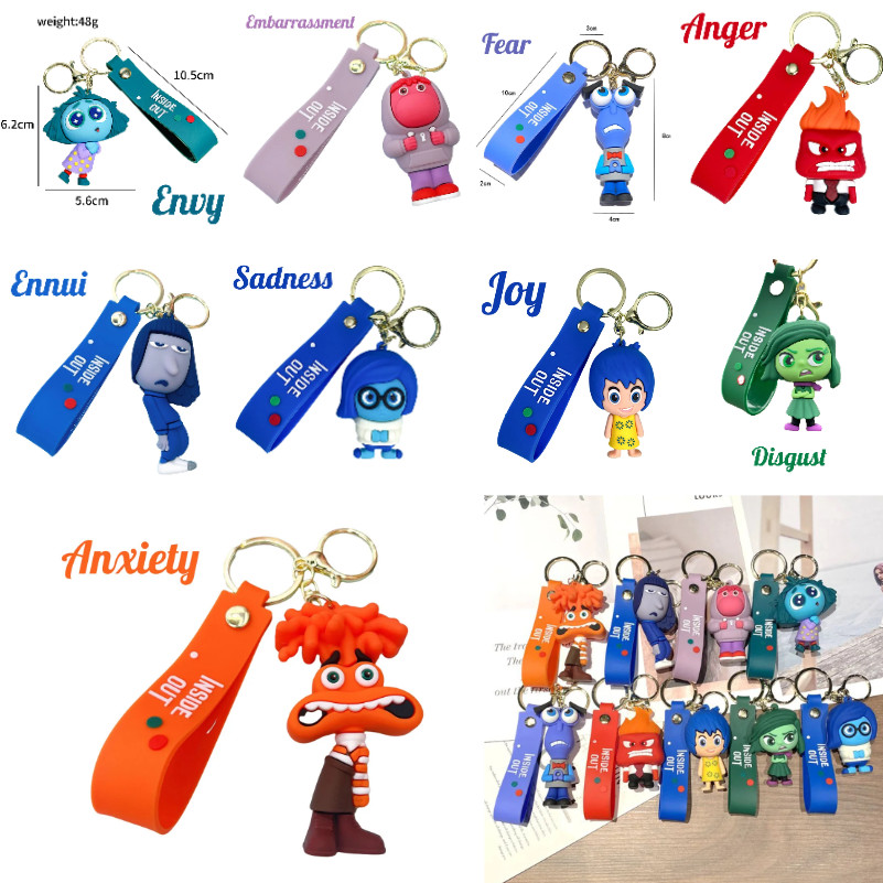 Jual Disney Keychain Inside Out 2 Anxiety Sadness Anger Disgust Ennui ...