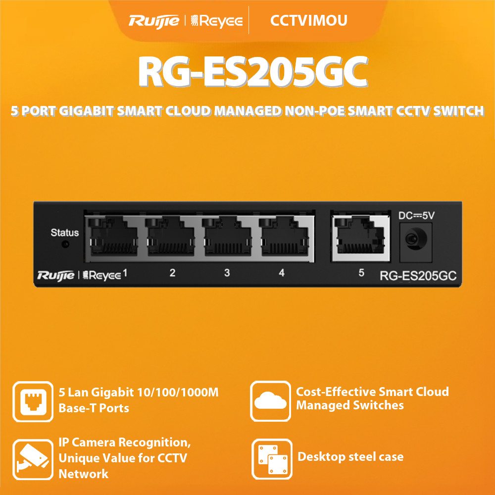 Jual RUIJIE REYEE RG-ES205GC 5 PORT GIGABIT SMART CLOUD MANAGED NON-POE SMART CCTV SWITCH ...