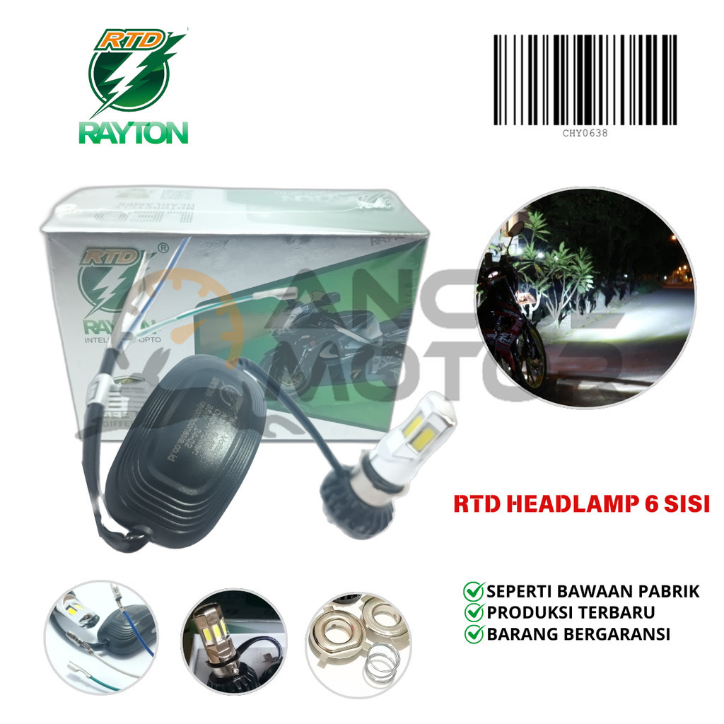 Jual RTD Rayton Lampu Depan LED PUTIH 6 Sisi M02E H4 H6 HS1 Kipas Pendingin | Shopee Indonesia