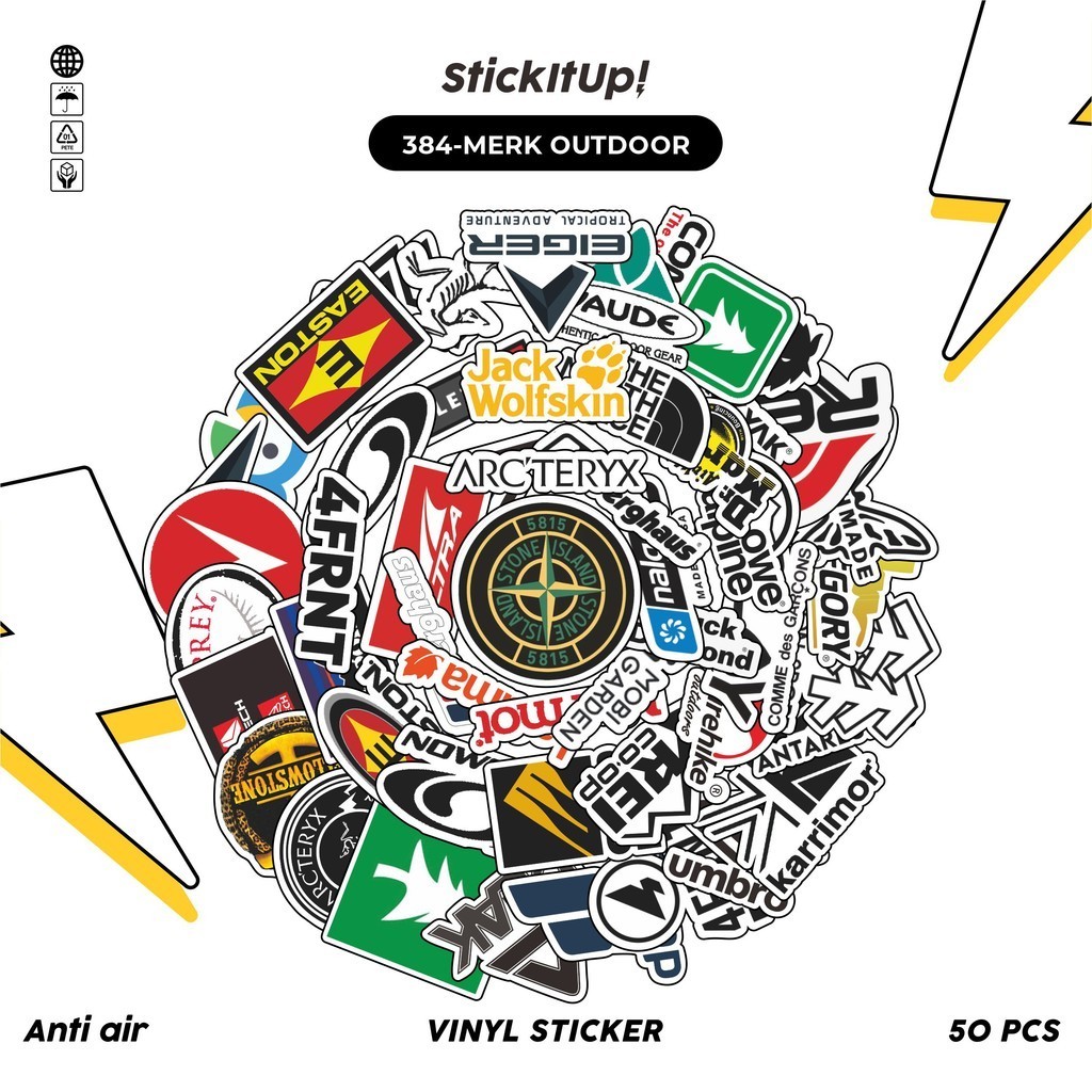Jual COD 50 Pcs Stiker Pack Motif Logo merek outdoor Lucu Aesthetic ...