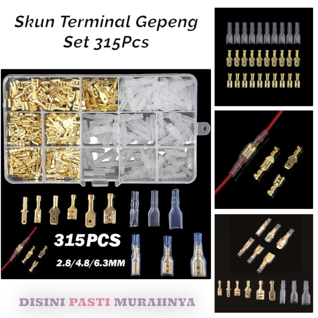 Jual SPCR Skun Terminal Gepeng Insulated Connector Male Female 315 PCS ...