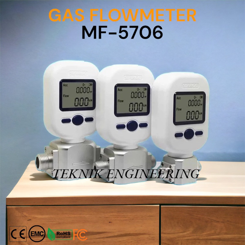 Jual Gas Flowmeter MF-5706 Air Flow Meter Tester Nitrogen O2 Siargo ...