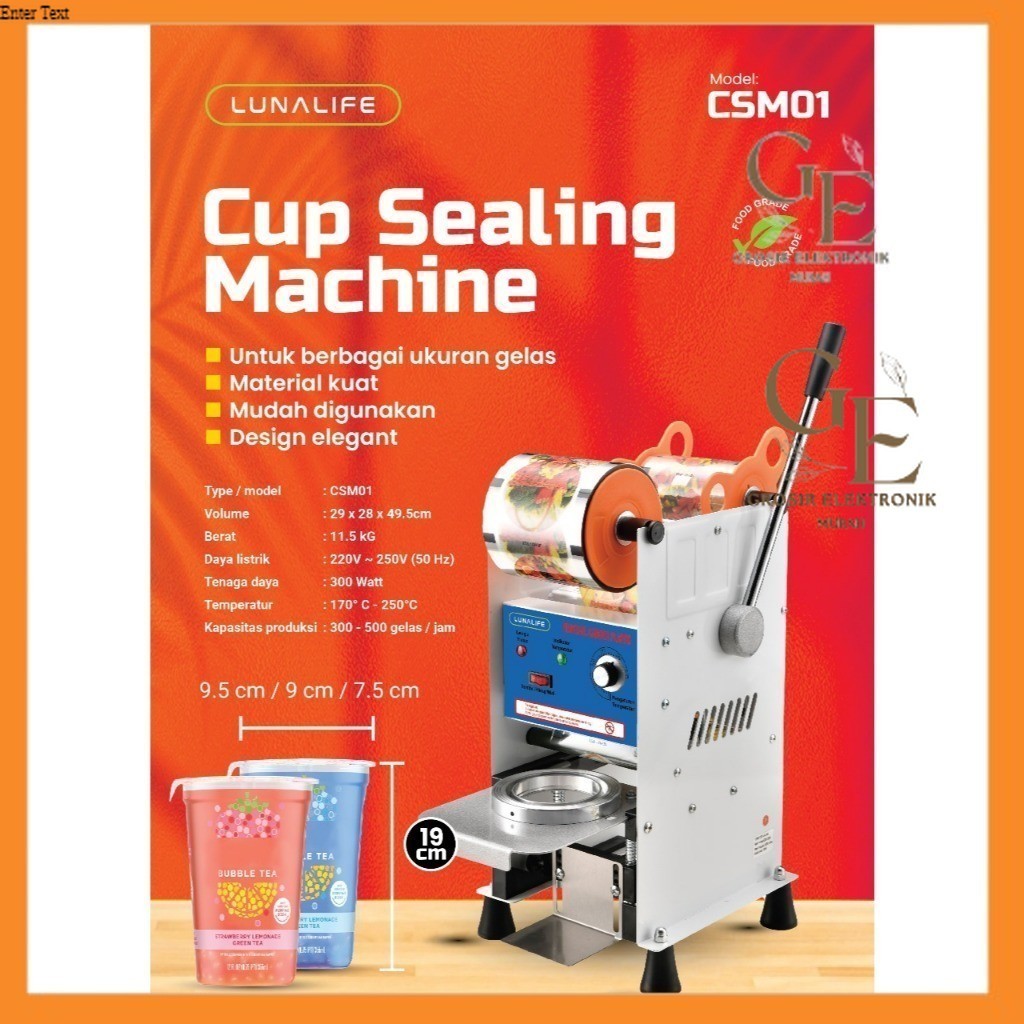 Jual Mesin Cup Sealer LUNA LIFE CSM01 Mesin Press Gelas Plastik 26oz 22oz 18oz 16oz 14oz penutup ...