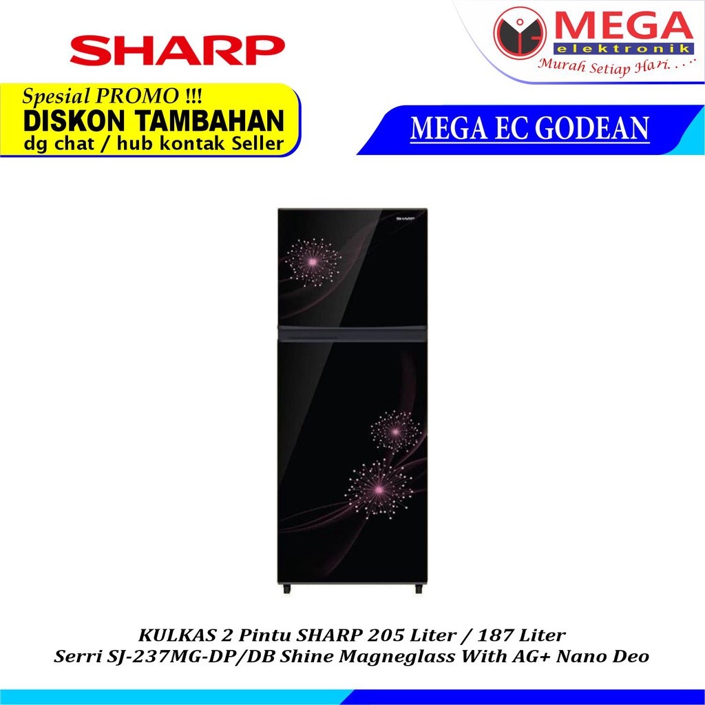 Jual KULKAS 2 PINTU SHARP SERI SJ-237MG-DB/DP KAPASITAS 205/187 LITER ...