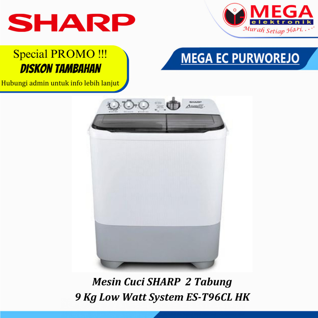 Jual MESIN CUCI SHARP ES-T96CL-HK 2 TABUNG KAPASITAS 9KG TWIN TUB GARANSI RESMI | Shopee Indonesia