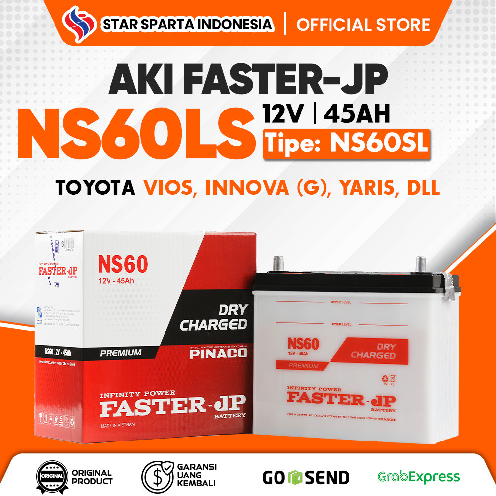 Jual Faster JP - Aki NS60LS 12V 45Ah untuk Toyota Vios, Innova (G), Yaris | Shopee Indonesia