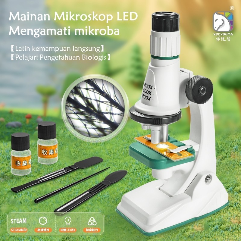 Jual Mainan Mikroskop LED Mikroskop Biologi Kit Lab Rumah Sekolah Ilmu ...