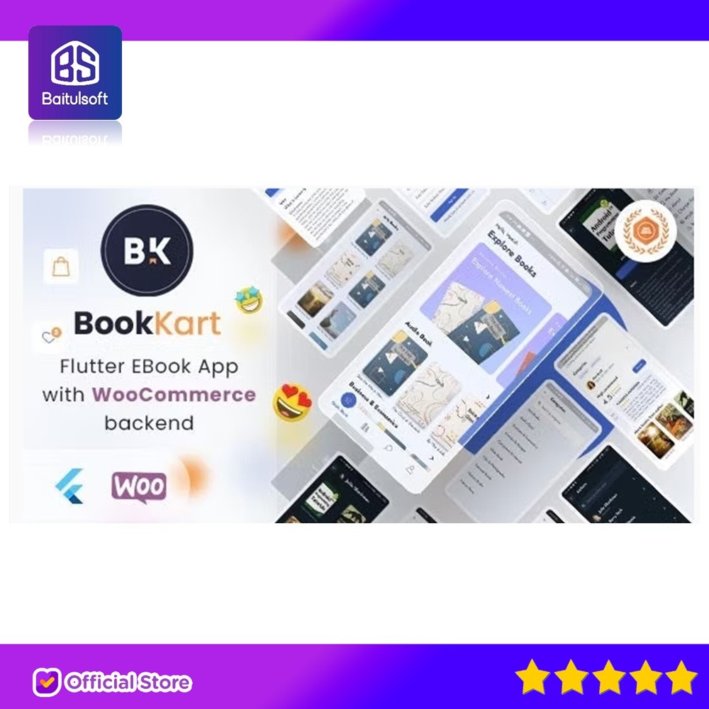 Jual SOURCE CODE APLIKASI BOOKKART: FLUTTER 3.X EBOOK READER APP FOR WORDPRESS WITH WOOCOMMERCE ...