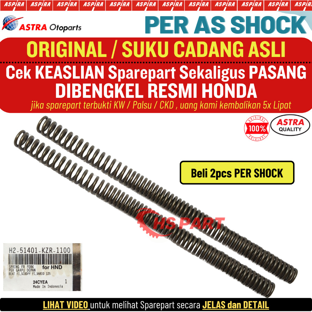 Jual Per AS Shock Depan Beat Fi New POP Deluxe Street Genio Scoopy ...