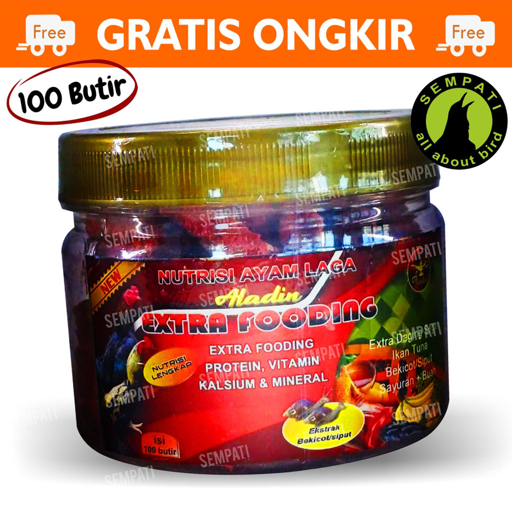 Jual Extra Fooding Aladin Toples Isi 100 Butir Nutrisi Ayam Laga Jago Aduan Petarung Jantan ...