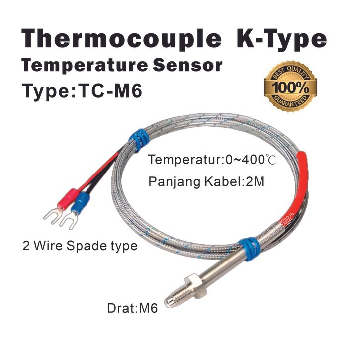 Jual THERMOCOUPLE K-TYPE DRAT M6 0~400℃ SENSOR TC-M6 KABEL 2M | Shopee ...