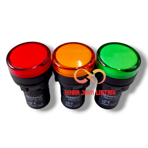 Jual POWELL Pilot Lamp Lampu Panel Led AC220V HD16-22 Merah Kuning ...