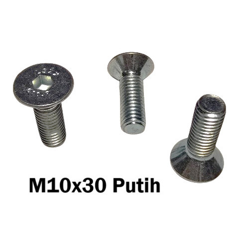 Jual Hex Screw Baud Baut Steel Metal M10 30mm M10x30 Countershunk Hitam ...