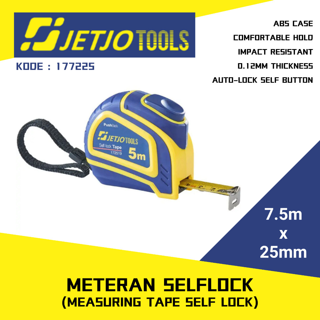 Jual JETJO TOOLS / LAKONI PRO Meteran 7.5m x 25mm / Selflock Measuring ...