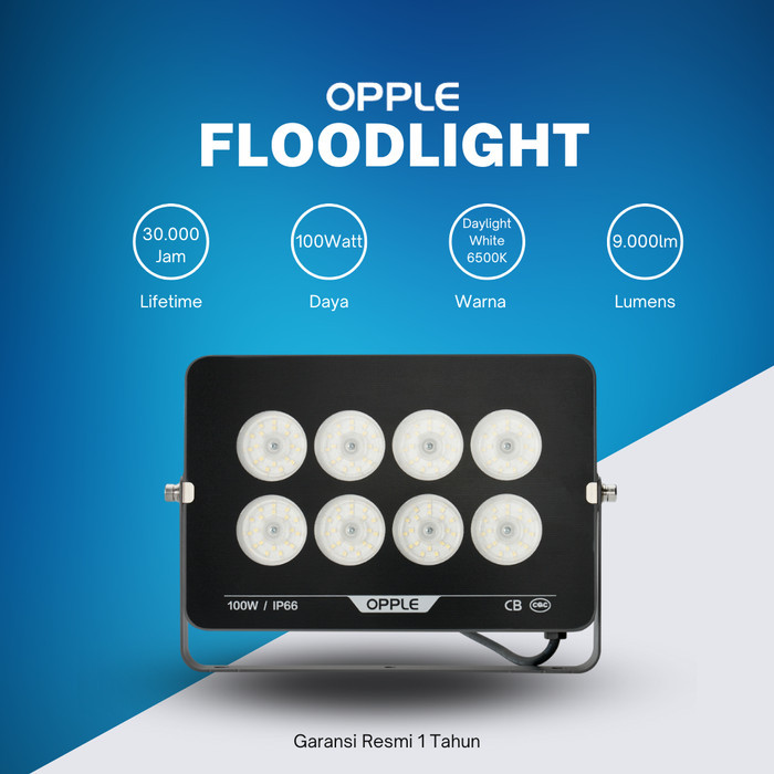 Jual OPPLE Lampu LED Floodlight 100W 6500K EQ III Putih | Shopee Indonesia