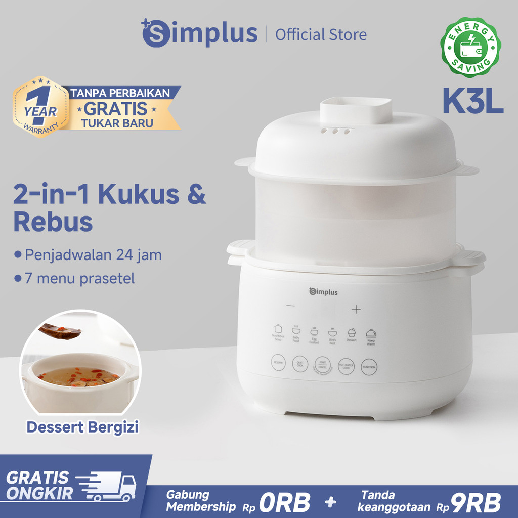 Jual Simplus Slow Cooker Listrik 1L Panci Rebus dan Kukus dengan Menu ...
