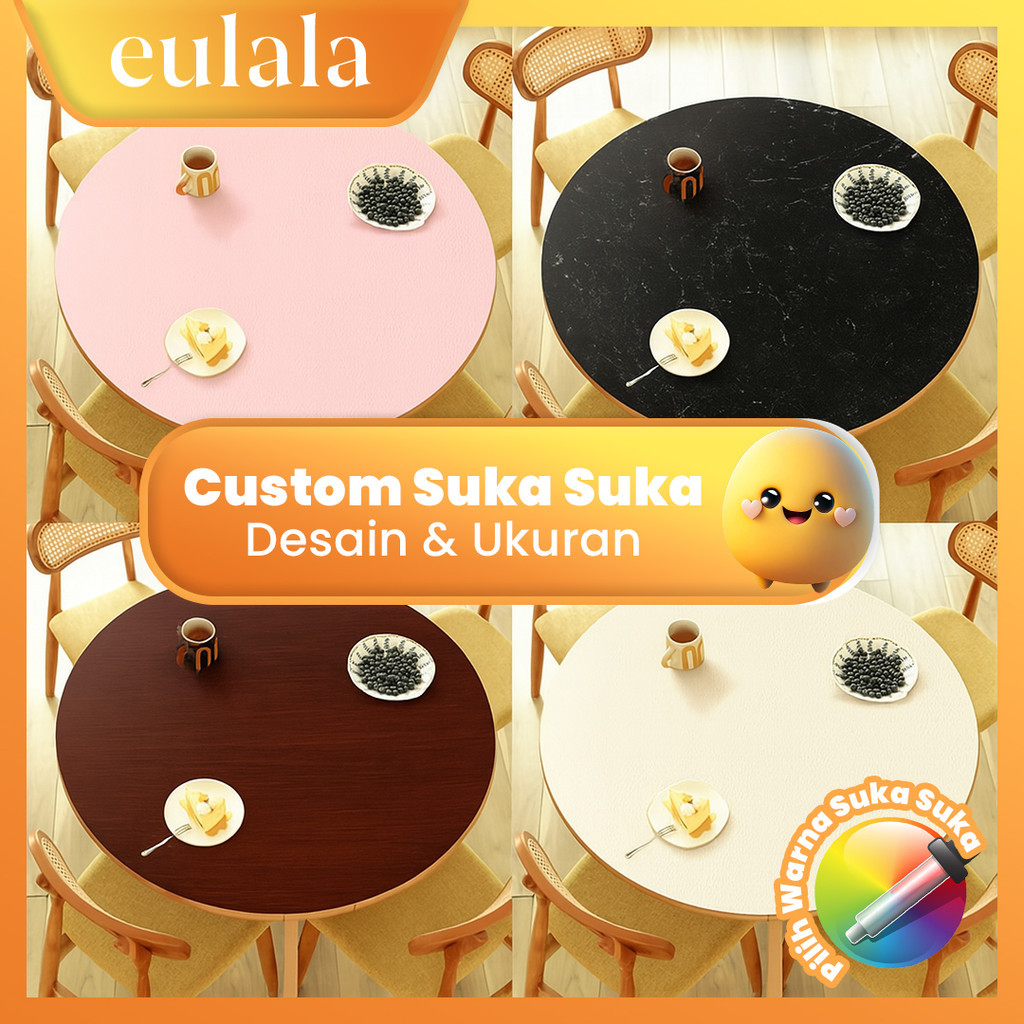 Jual Eulala Taplak Meja Bulat PVC Custom Warna Solid Marble Kayu Cream ...