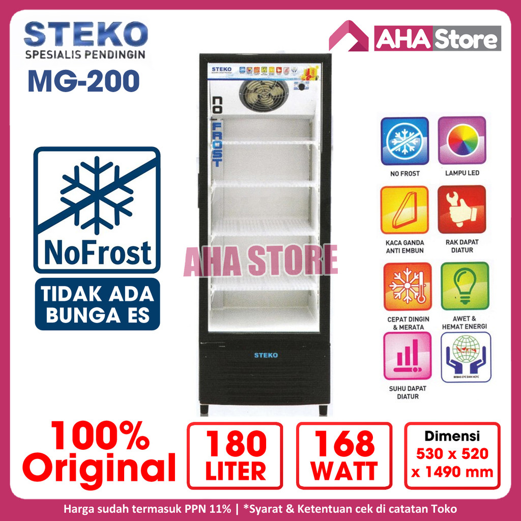 Jual Steko Showcase Kulkas Display Chiller 180 Liter MG-200 MG200 ...