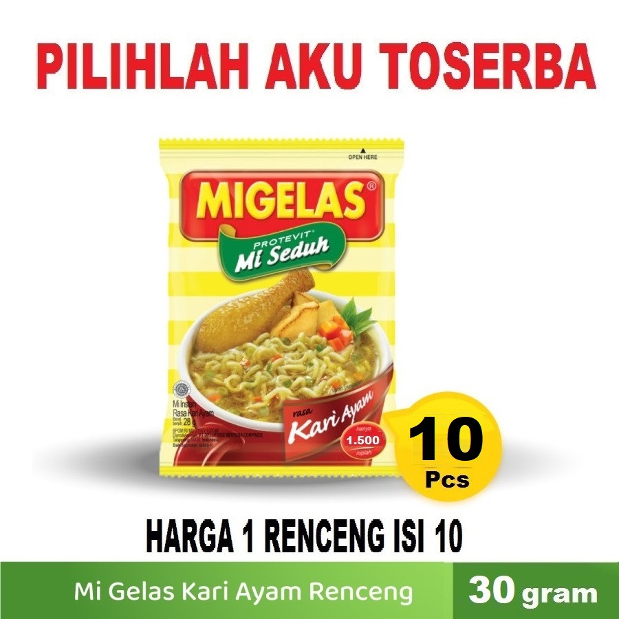 Jual Mie Gelas Migelas Rasa Kari Ayam @30 Gr - (HARGA 1 Renceng isi 10 ...