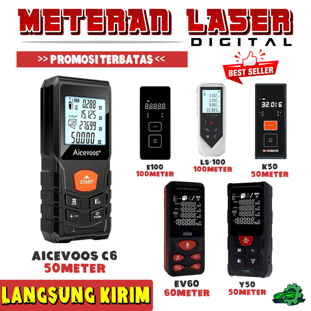 Jual Meteran Laser Digital Nohawk Temisi 40 60 100 M Laser Meter ...