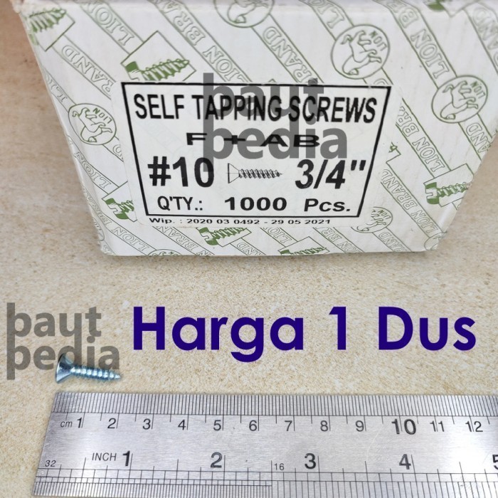 Jual #10x3/4 Sekrup Tapping FH 10 / Skrup Tapping Screw FH 10 1000Pc ...