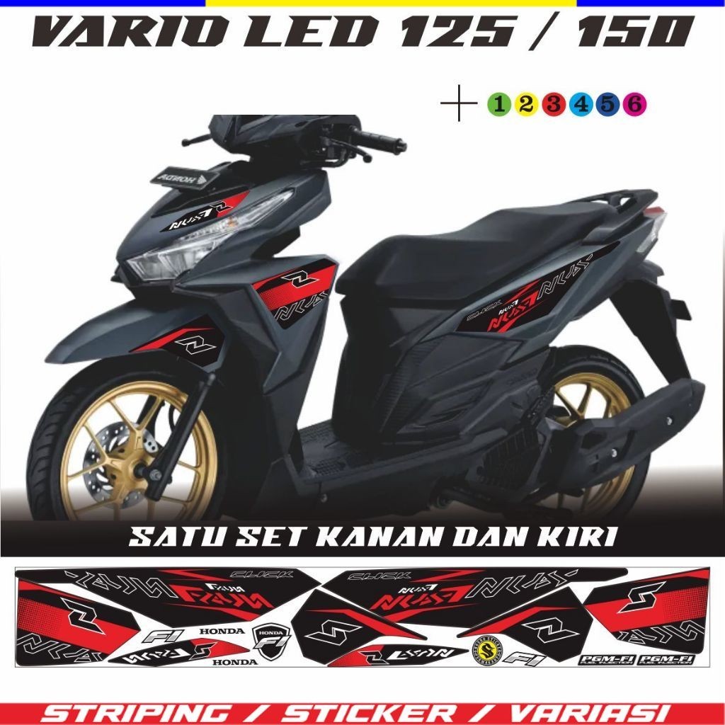 Jual VARIASI STRIPING VARIO LED 2015 / 2017 / STIKER VARIO 125 / 150 LED FI MOTIP SIMPLE LIS ...