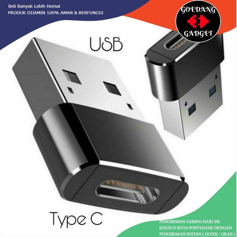 Jual TC2USB ADAPTER SAMBUNGAN TYPE C FEMALE TO USB A MALE OTG ADAPTOR ...