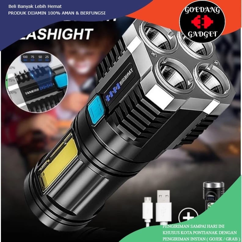 Jual SENTER 4 LED COB LAMPU SENTER MALAM 4 MODE CAHAYA TIPE L-S03 JARAK ...