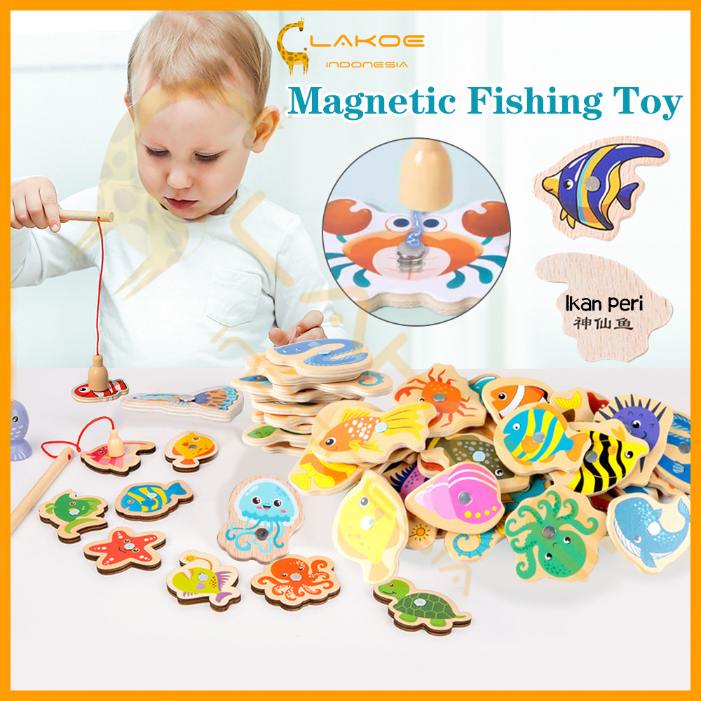 Jual LAKOE Mainan Edukasi Mancing Ikan Magnet Anak Set Mainan Memancing ...