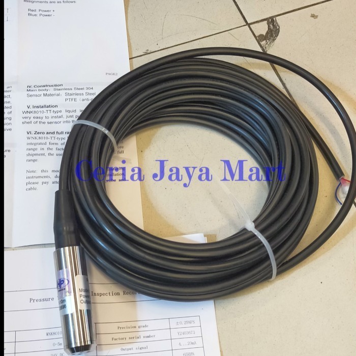 Jual Submersible Water Level Transmitter 0-10m sensor transducer Kabel ...