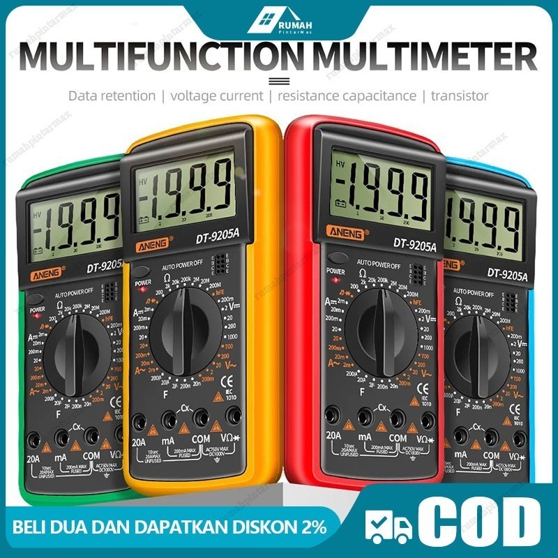 Jual DT-9205A Multitester Multimeter Avometer Digital AC DC Original ...