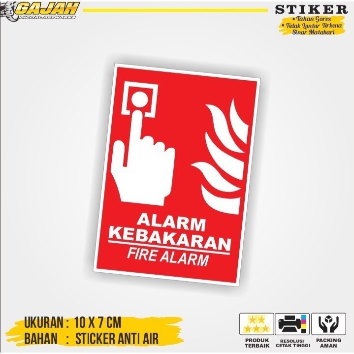 Jual Stiker Sign Alarm Kebakaran / Stiker Simbol Alarm Kebakaran multi ...