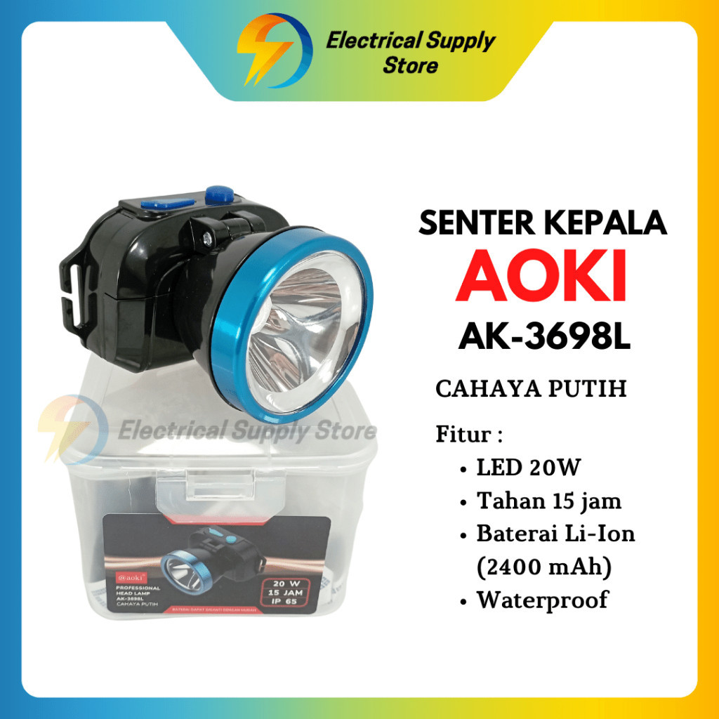 Jual SENTER KEPALA AOKI AK-3698L 20W HEADLAMP CAHAYA PUTIH TERANG ...