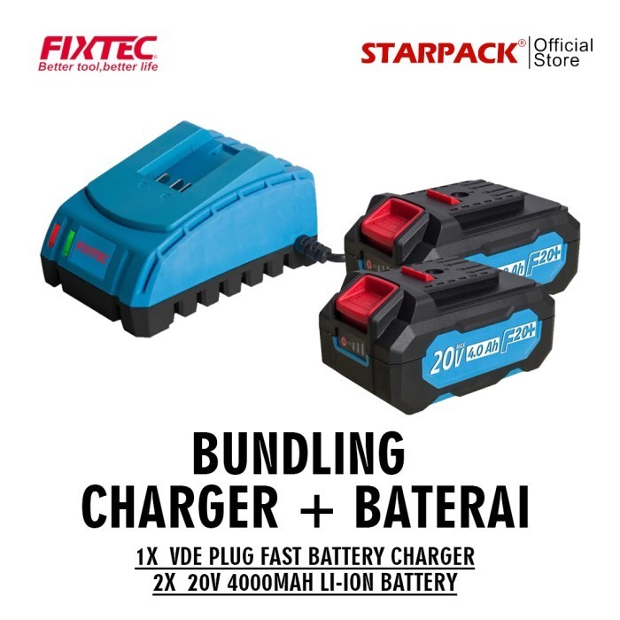 Jual PAKET BUNDLING FIXTEC FBP4000LX 20V 4000mAh Li-Ion Battery & VDE ...