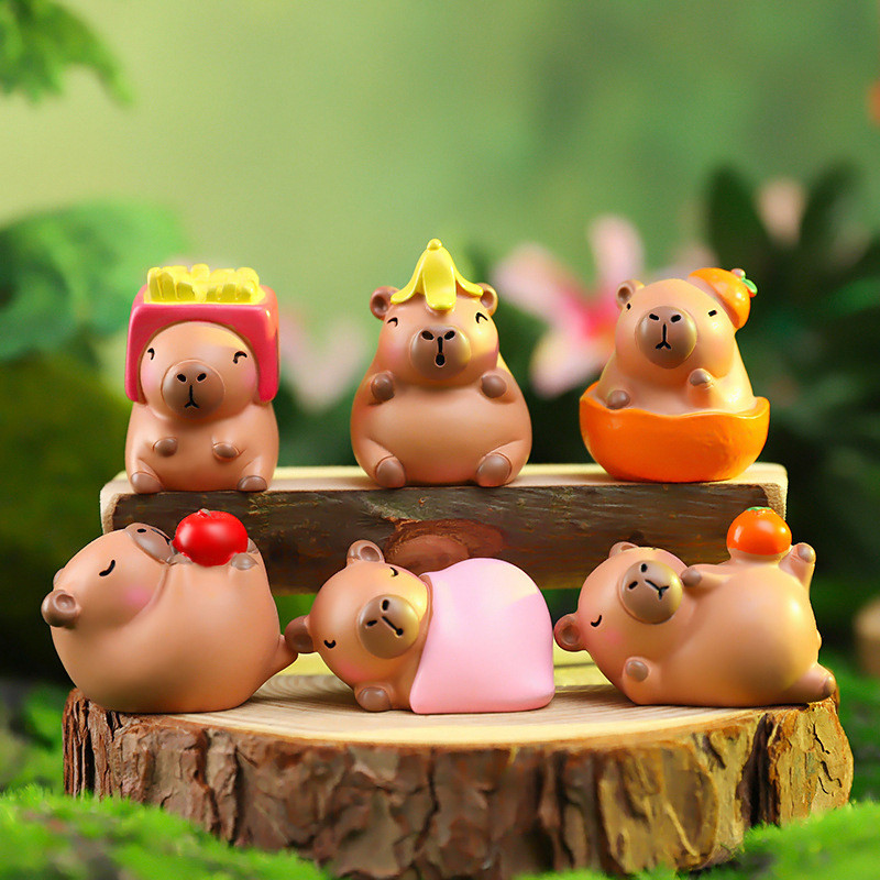 Jual Cartoon Capybara Blind Box Simulation Mini Capybara Action Figures ...