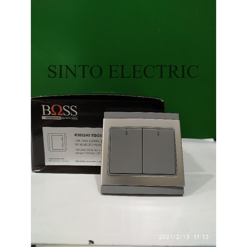 Jual BOSS Saklar 2 Gang 2 Way LED Grey B3000 Saklar Seri Hotel LED ...