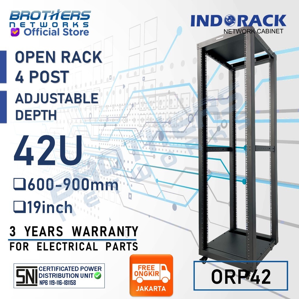 Jual OPEN RACK POST 42U INDORACK ORP42 RAK SERVER ADJUSTABLE DEPTH 19 ...